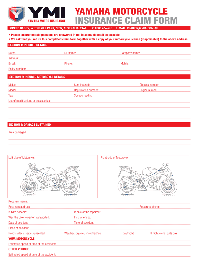 Fillable Online tyre & rim insurance claim form - Yamaha Motor ...