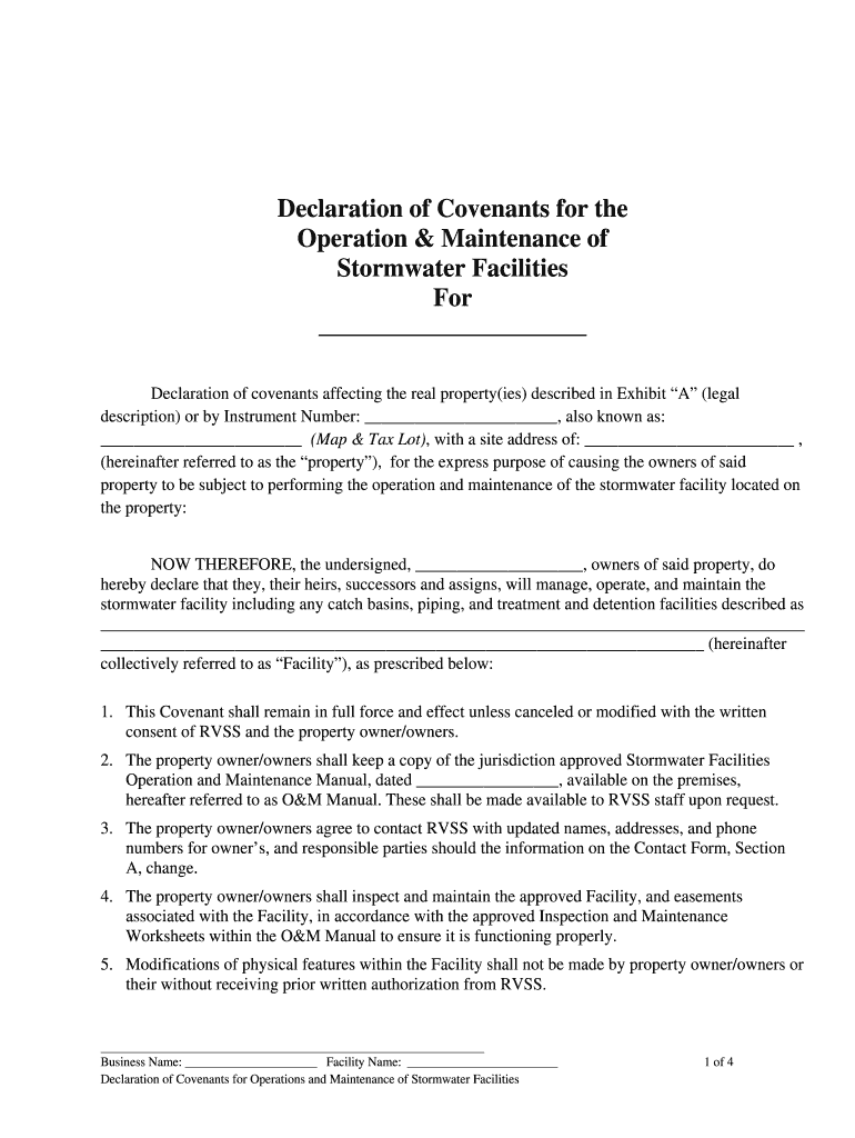 Fillable Online Declaration of Covenants for the Operation ...