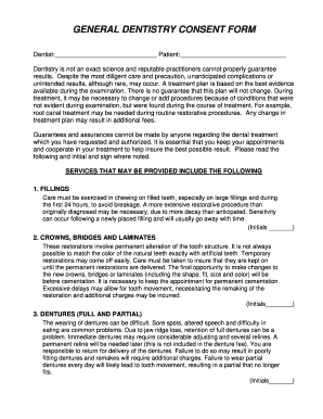 Fillable Online DENTAL TREATMENT CONSENT FORM Signature of Patient ...