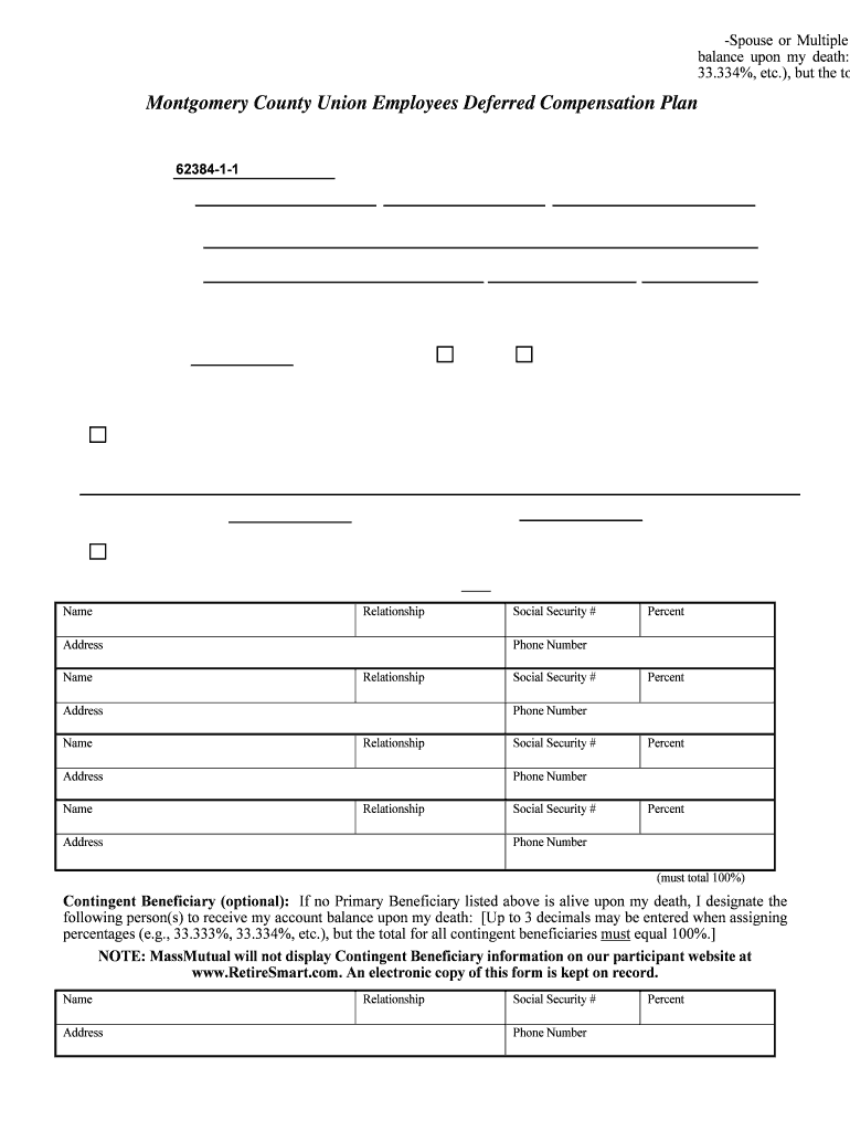 Fillable Online Beneficiary Designation Montgomery County ...