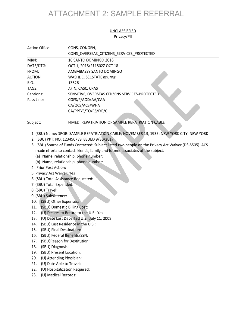 Fillable Online otda ny 19-ADM-09 Attachment 2 - Sample Referral Fax ...
