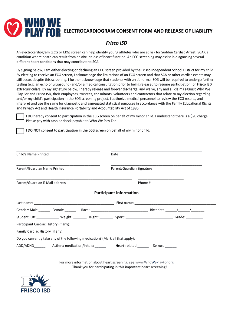 Fillable Online . ELECTROCARDIOGRAM CONSENT FORM AND RELEASE ... Fax ...
