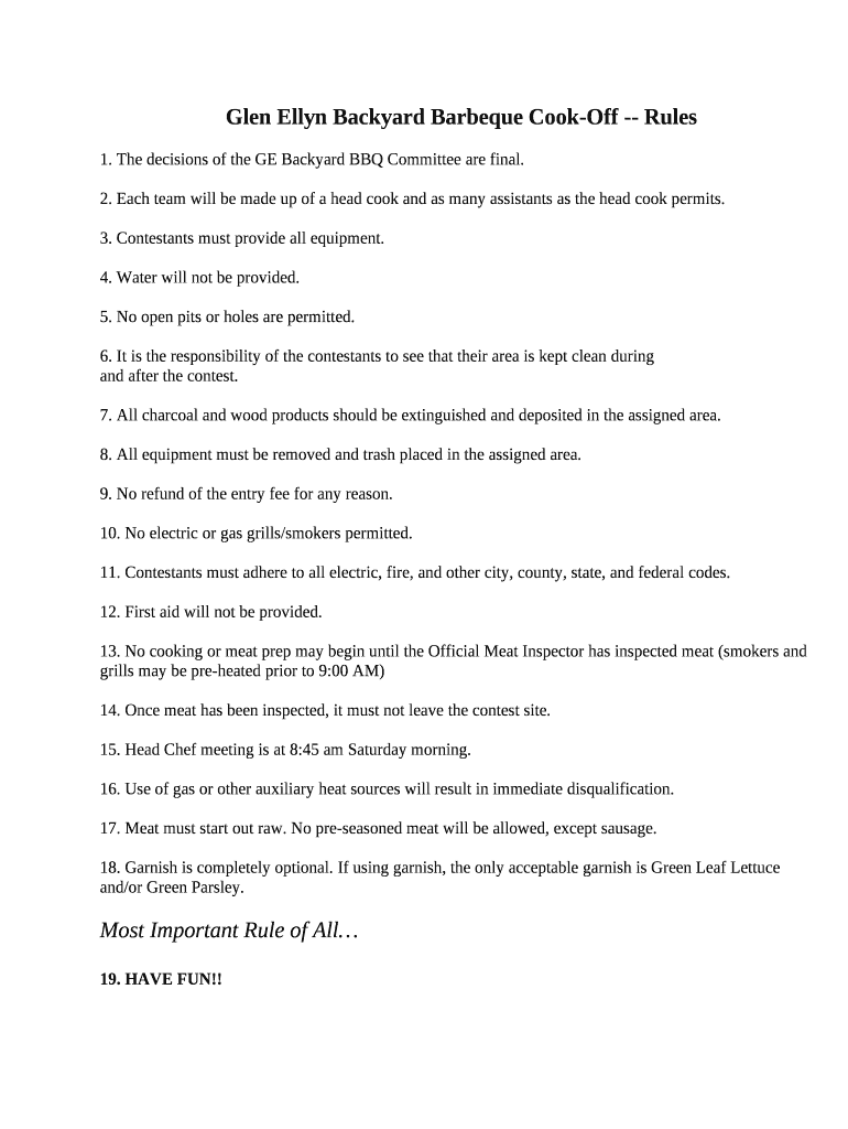 Glen Ellyn Backyard Barbeque Cook-Off -- Rules - Bridge ... Doc ...