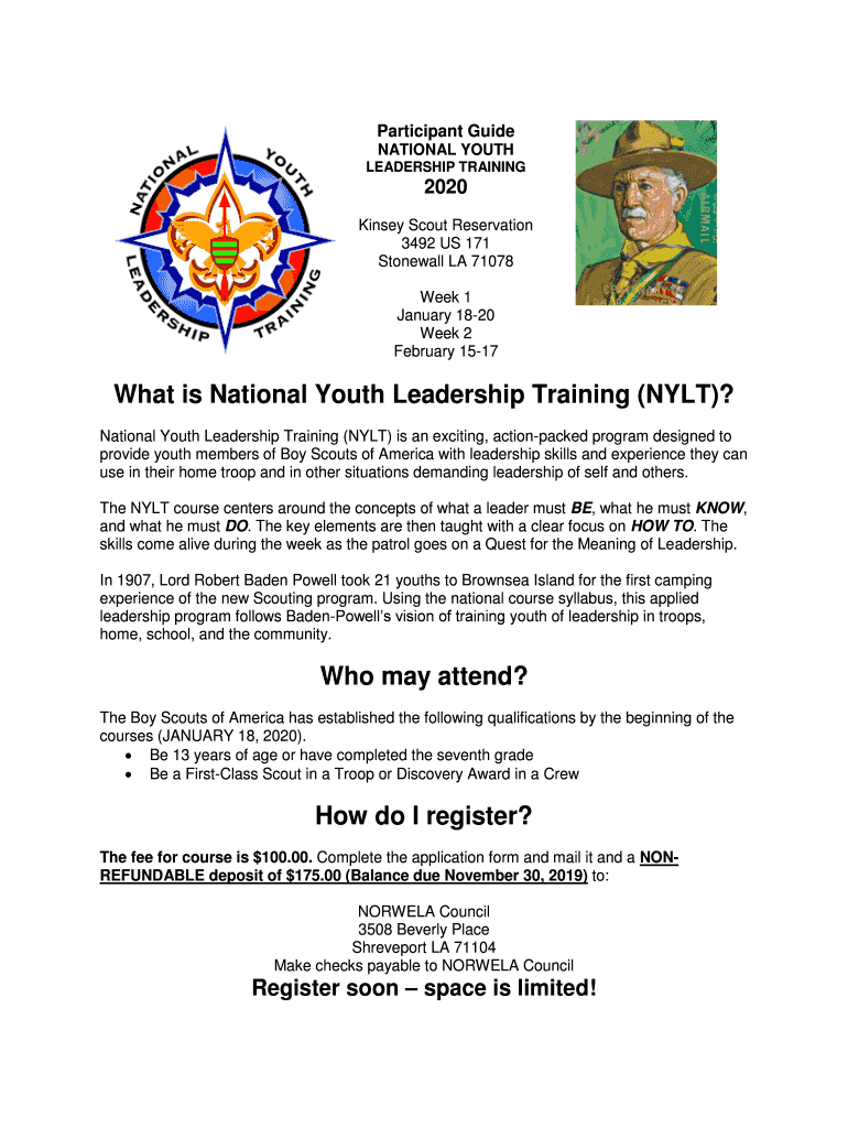 Fillable Online Kinsey Scout Reservation - Norwela Council - Boy Scouts ...