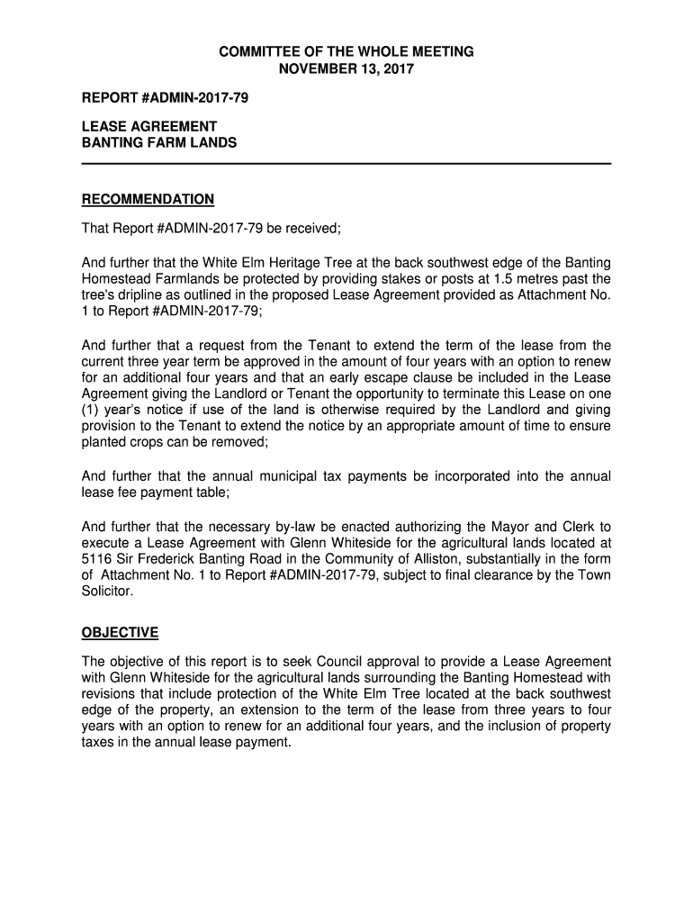 Fillable Online newtecumseth civicweb lease agreement banting farm lands - New Tecumseth Fax ...