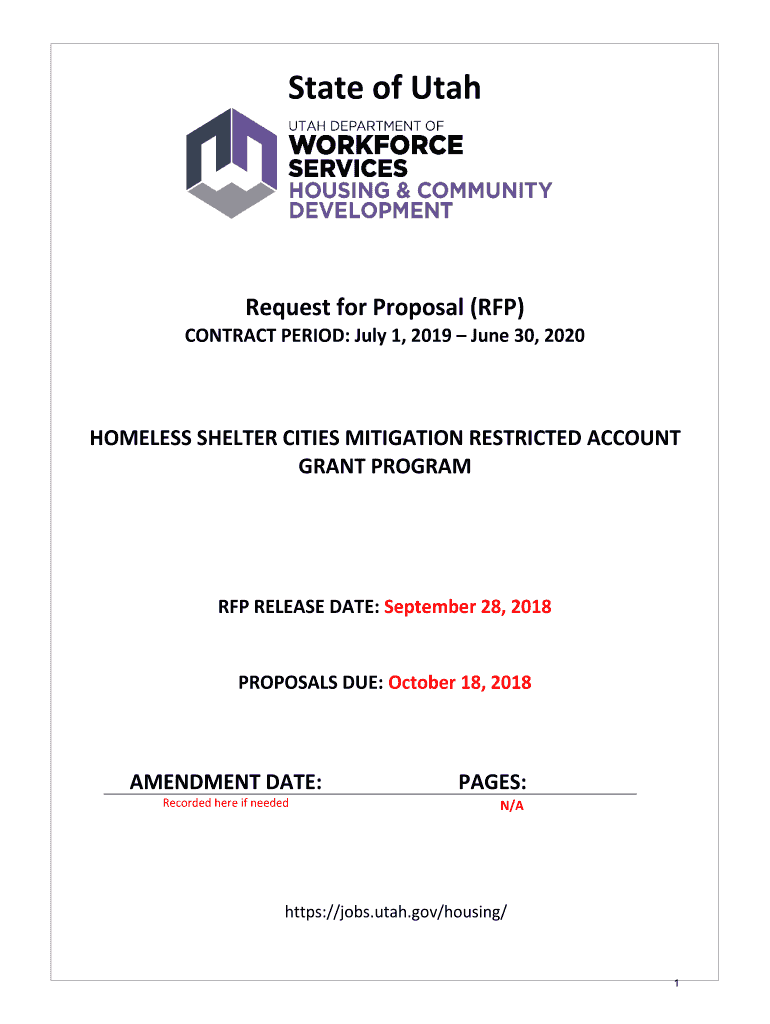 Fillable Online jobs utah Homeless Shelter Cities Mitigation RFP Fax Email Print - pdfFiller
