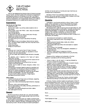 Fillable Online Code of Conduct - Boy Scout Troop 366 Fax Email Print ...