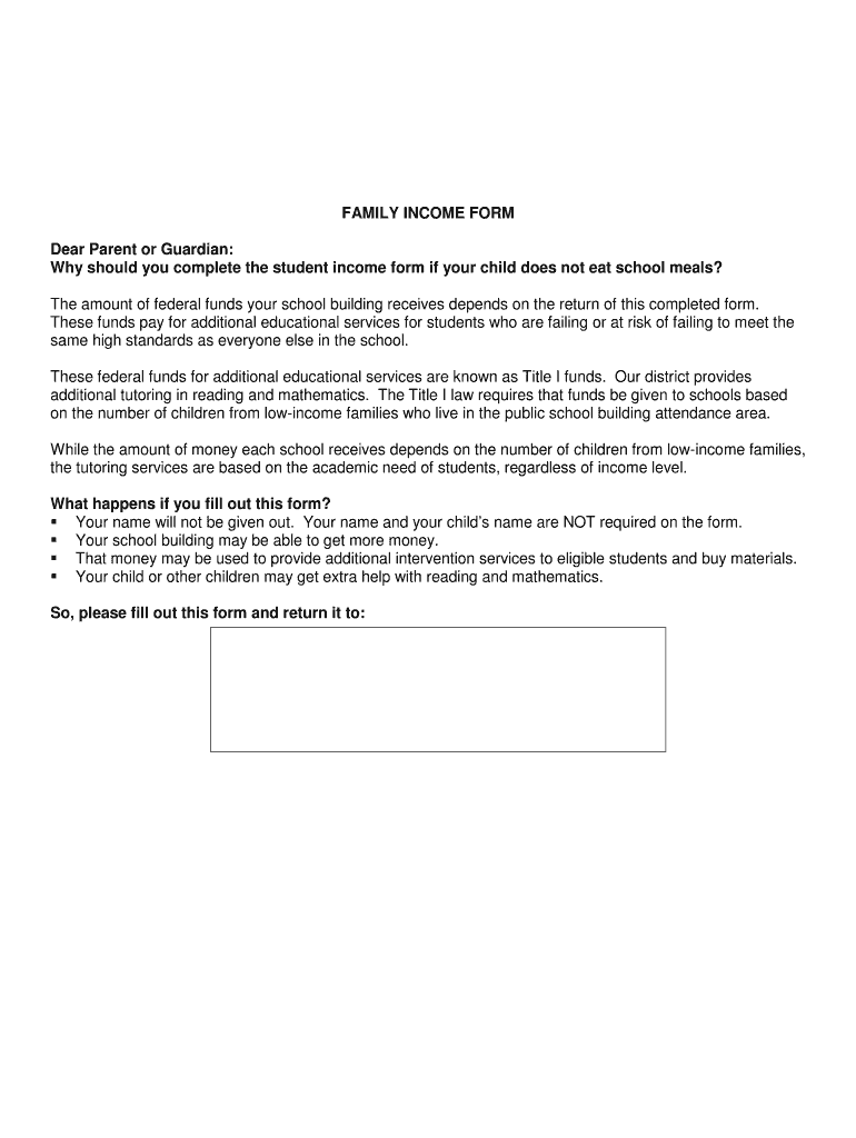 Fillable Online Family Income Form - St. Christopher School Fax Email ...