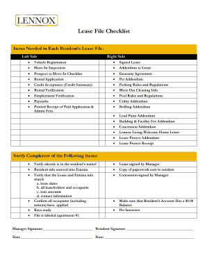 Fillable Online Lennox Living Lease File Checklist-updated 5.10.18.docx ...