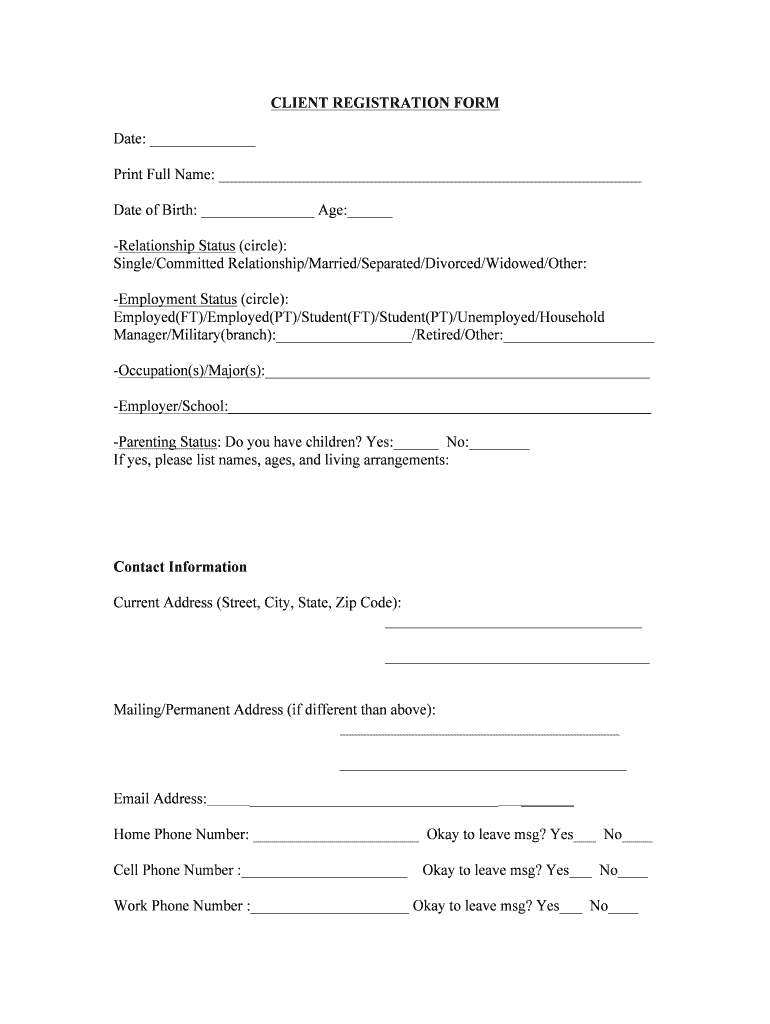 Fillable Online 1 Couples Counseling Initial Intake Form Fax Email ...