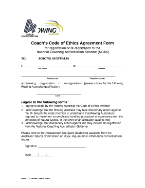 Coach's Code of Ethics Agreement - Yumpu Doc Template | pdfFiller