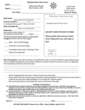 Fillable Online TBQ Quilt Show Entry Form Fax Email Print - pdfFiller