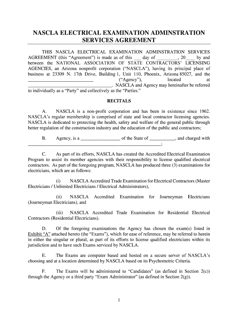 Fillable Online nascla electrical examination adminstration services ...