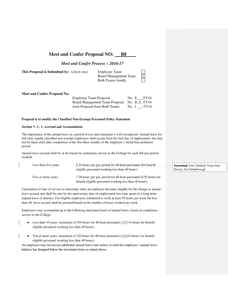 Fillable Online Exempt Meet and Confer Proposal E2 II. Conditions of ...
