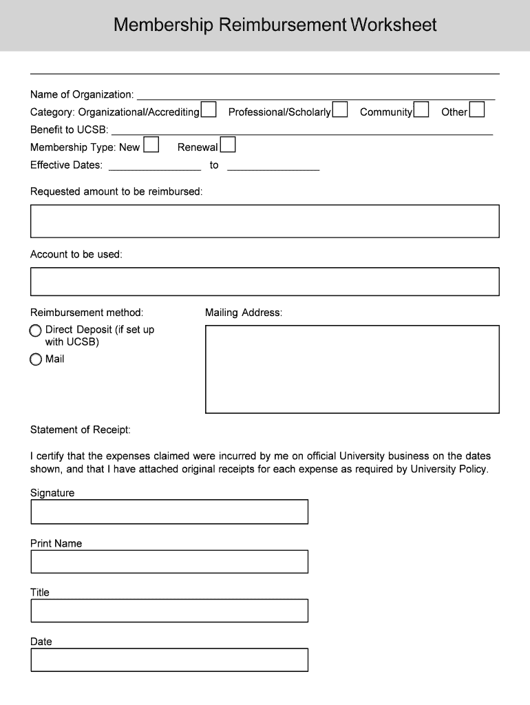 Fillable Online Miscellaneous Reimbursement Worksheet Fax Email Print - pdfFiller