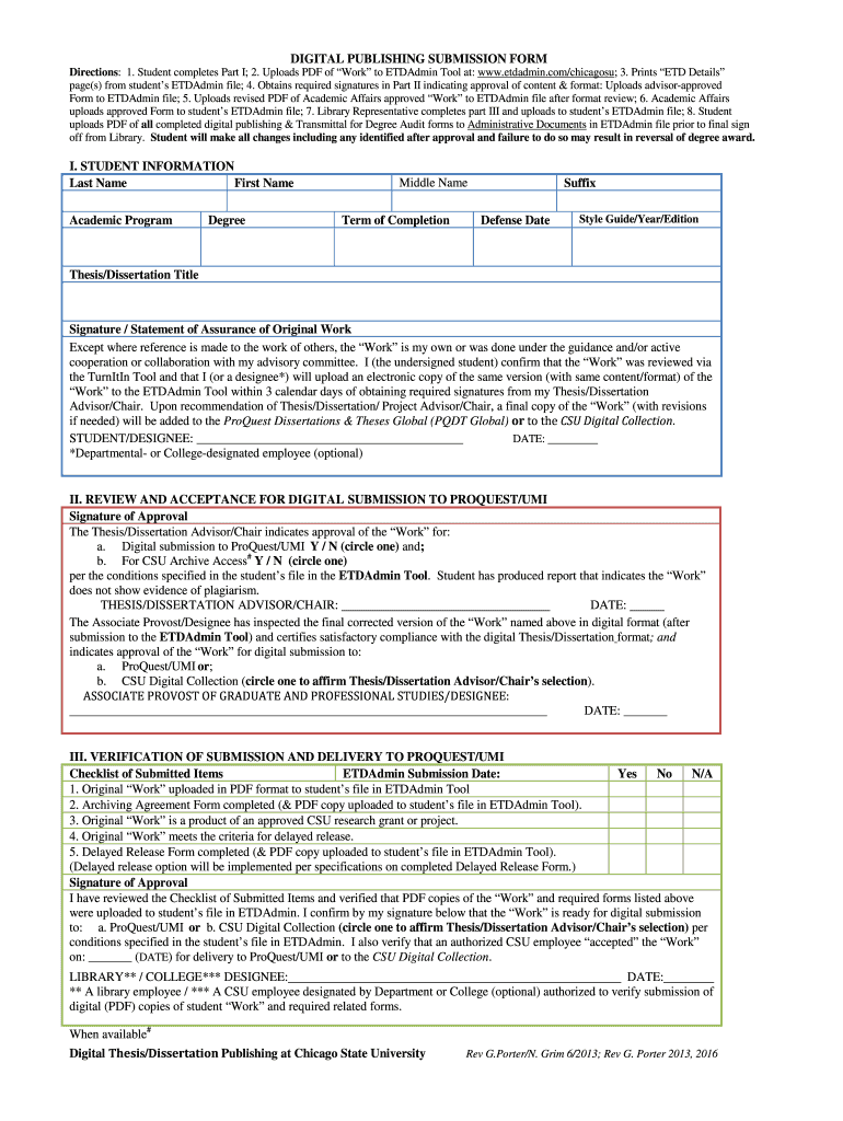 Fillable Online 1. DIGITAL PUBLISHING SUBMISSION FORM Directions: 1 ...