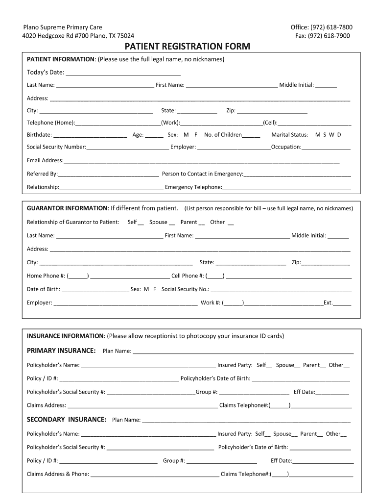 Fillable Online FREE 10+ Sample Patient Information Forms in PDF WORD ...