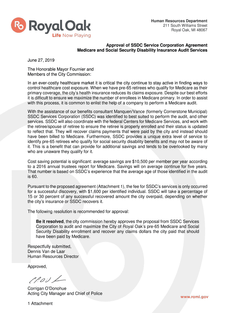 Fillable Online Approval of SSDC Service Corporation Agreement Medicare ...