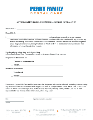 Fillable Online Authorization for Disclosure and Release of Medical ... Fax Email Print - pdfFiller