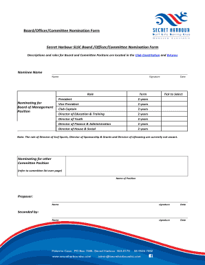 Fillable Online Board/Officer/Committee Nomination Form Fax Email Print ...
