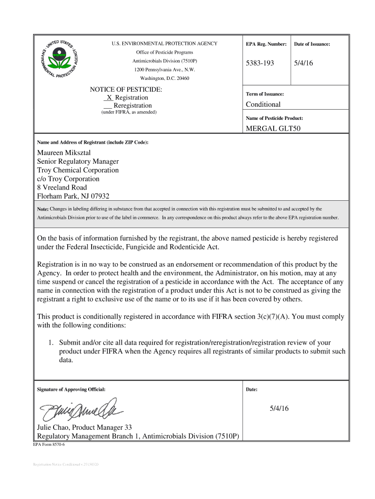 Fillable Online US EPA, Pesticide Product Label, MERGAL GLT50,05/04 ...