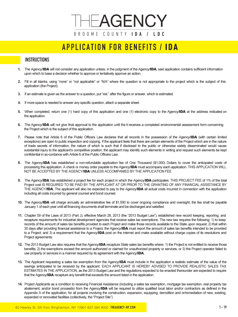 Fillable Online APPLICATION FOR BENEFITS / IDA Fax Email Print - pdfFiller