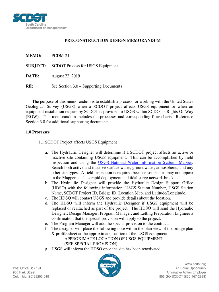 Fillable Online SCDOT Project Development Process Document Fax Email ...