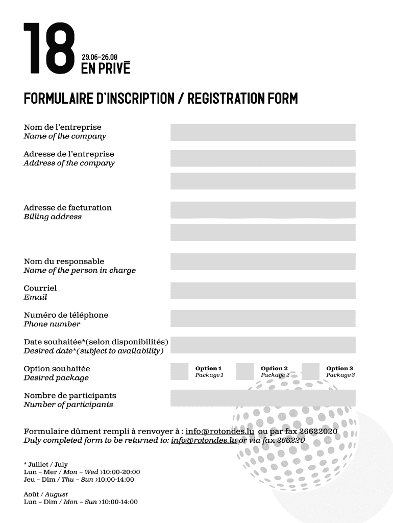 Fillable Online en priv formulaire d'inscription / Registration form ...