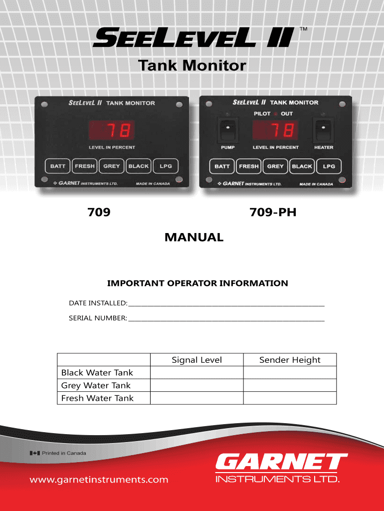 Fillable Online 709 SeeLeveL II Tank Monitor System - Garnet ...