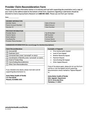 Fillable Online Claims Adjustment Request & Claims Reconsideration Form ... Fax Email Print ...
