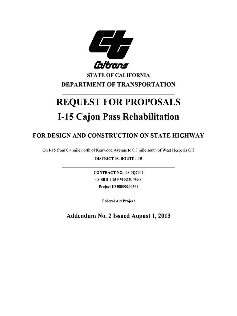 Fillable Online dot ca I-15 Cajon Pass Rehabilitation - Caltrans - State of California Fax Email ...