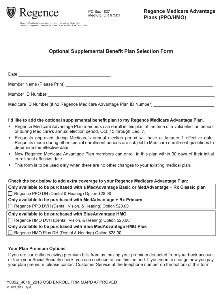 Fillable Online (PPO/HMO) Optional Supplemental Benefit Plan Selection ...