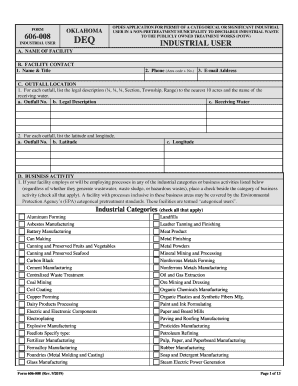 Fillable Online Form 606-008 - Categorical or Significant Industrial ...