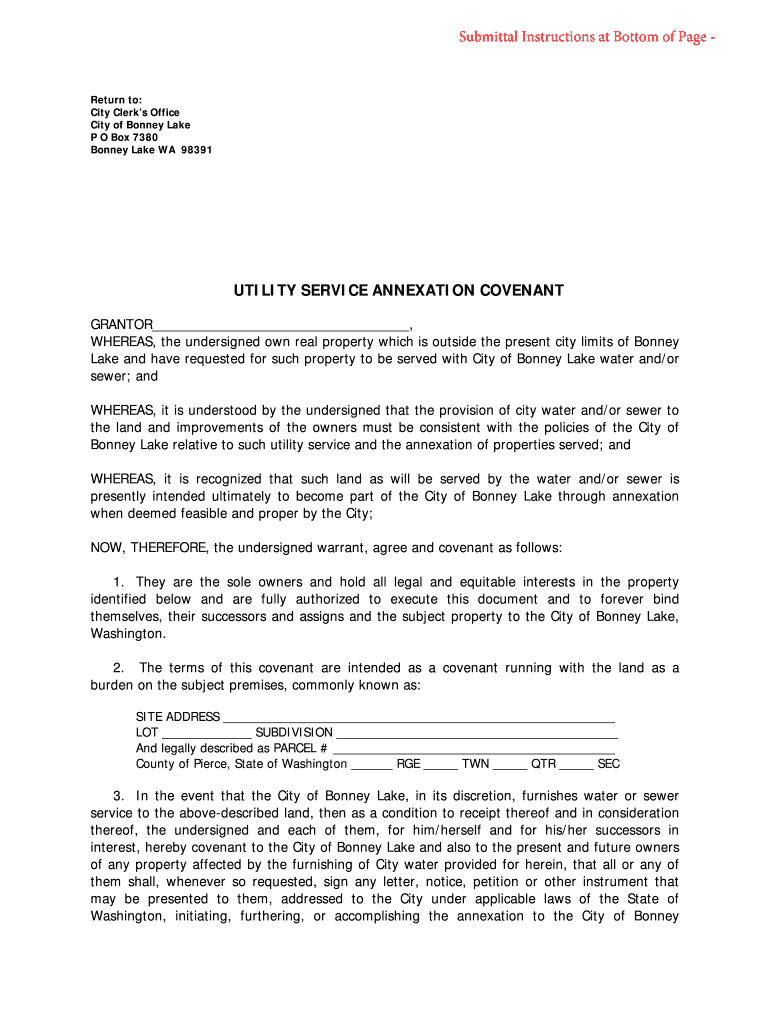 Fillable Online Utility Service Annexation Covenant Fax Email Print - pdfFiller