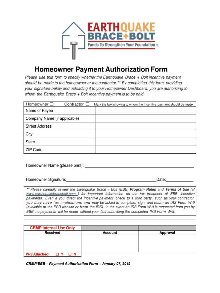 Fillable Online Homeowner Payment Authorization Form Fax Email Print ...