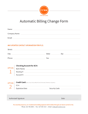 Fillable Online Automatic Billing Change Form - HubSpot Fax Email Print ...
