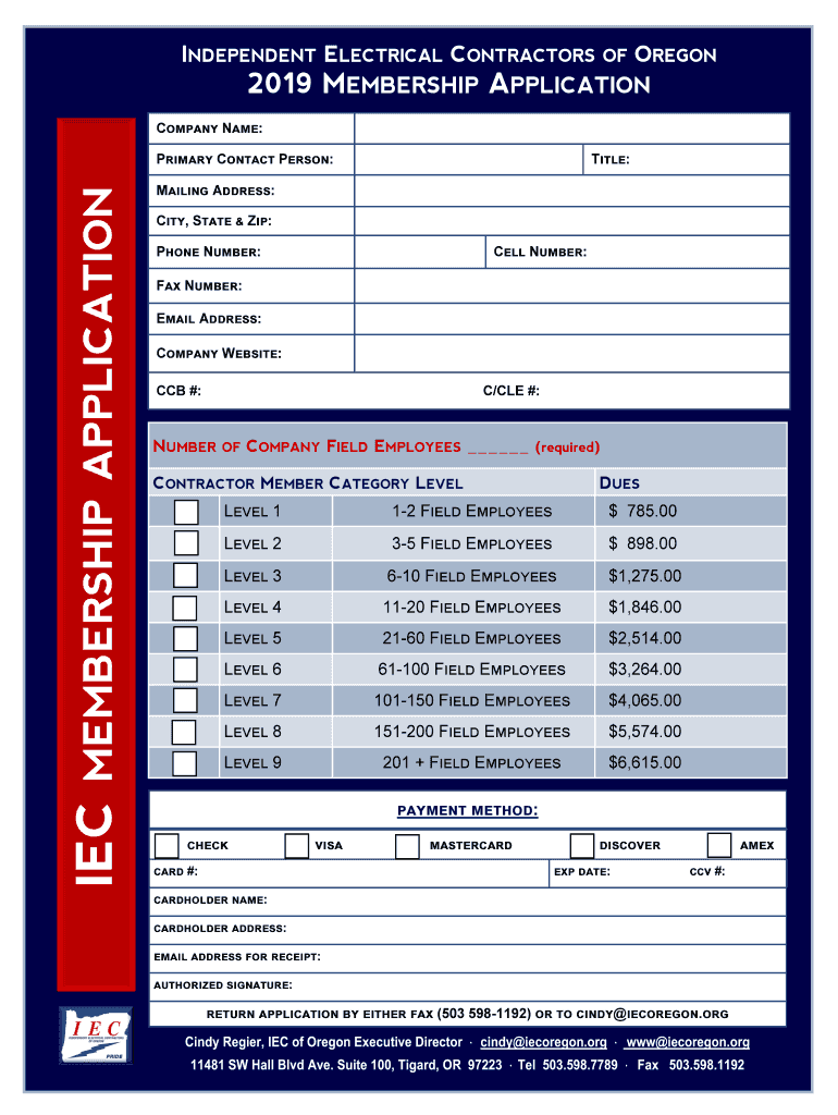 Fillable Online IEC MEMBERSHIP APPLICATION Fax Email Print - pdfFiller