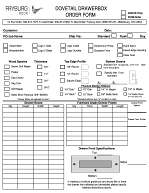 Fillable Online Drawer Box Order Form - new 9-30 - Fryburg Door Fax ...