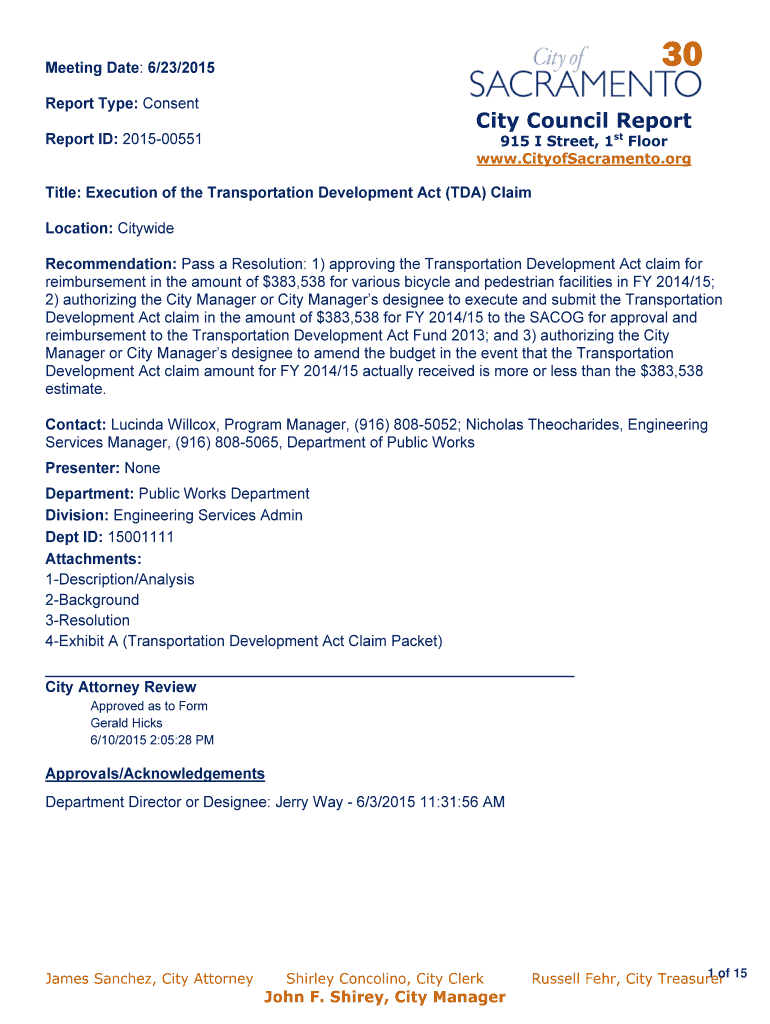 Fillable Online Title: Execution of the Transportation Development Act ...