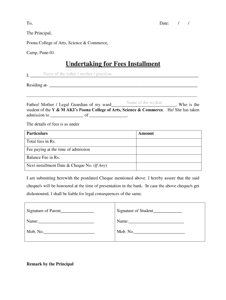 Fees Installment Application For College - Fill Online, Printable ...