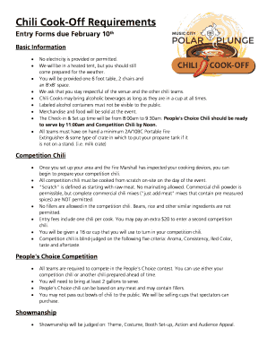 Fillable Online Chili Cook-off Rules and RegulationsUnited Way of Crow ...