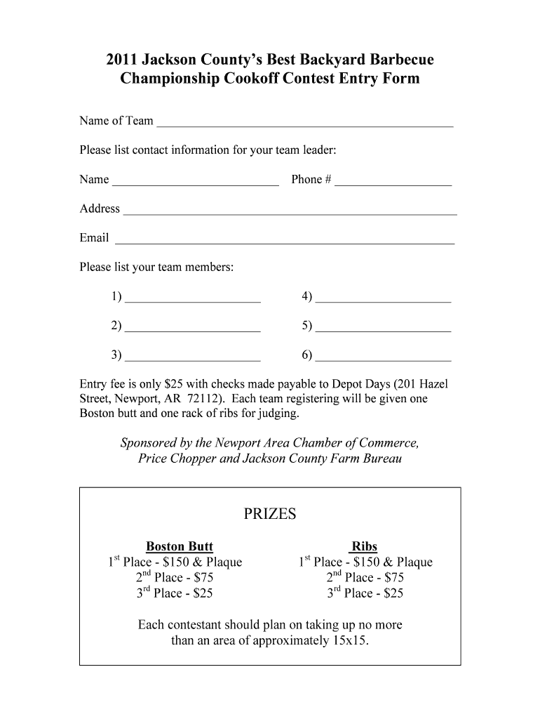 Fillable Online A Complete List Of BBQ Cooking Contests And Events Fax ...