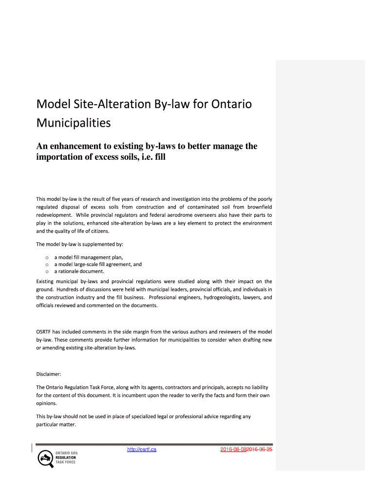 Fillable Online mono civicweb Fillable Online Model Site-Alteration By-law for Ontario Fax ...