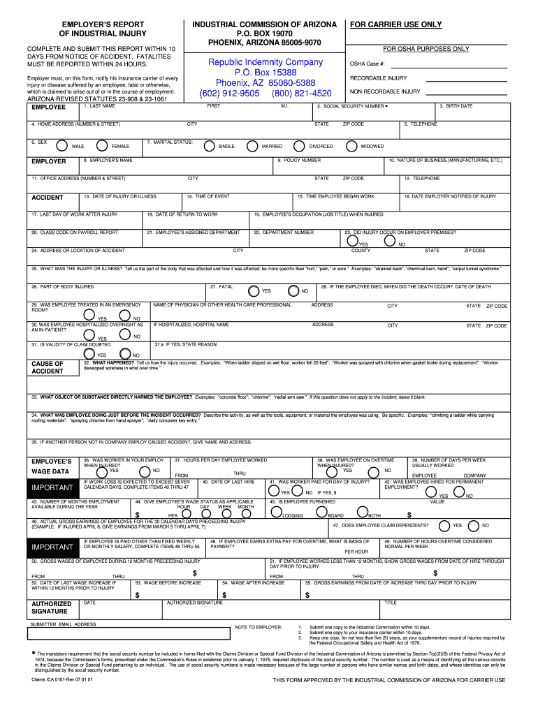 Fillable Online osha form 101 - Fillable & Printable Online Forms ...