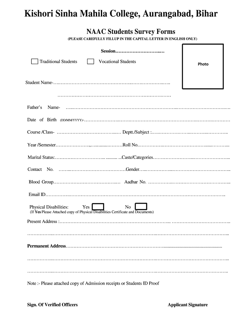 Fillable Online KSMC NAAC Students Survey Form Fax Email Print - pdfFiller