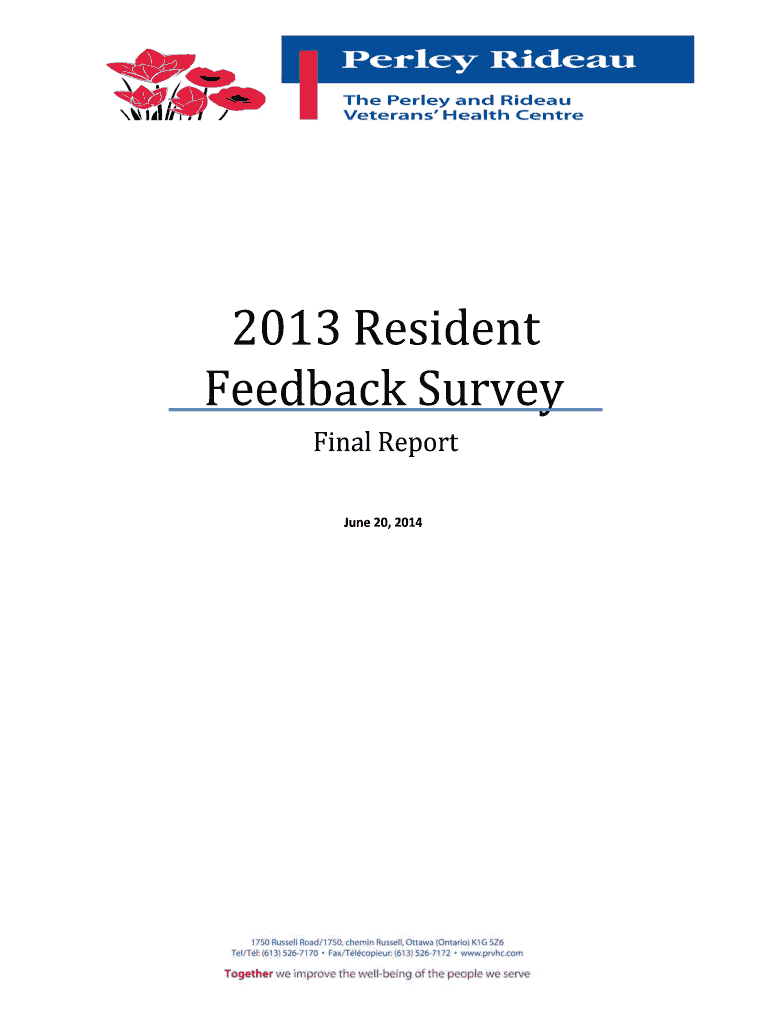 Fillable Online supportive living resident experience survey report ...