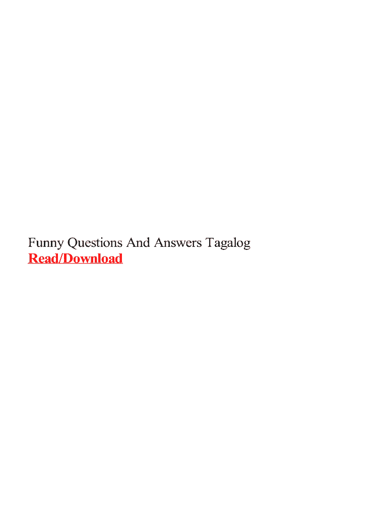 Tagalog Funny Logic Questions And Answers - Fill Online, Printable ...