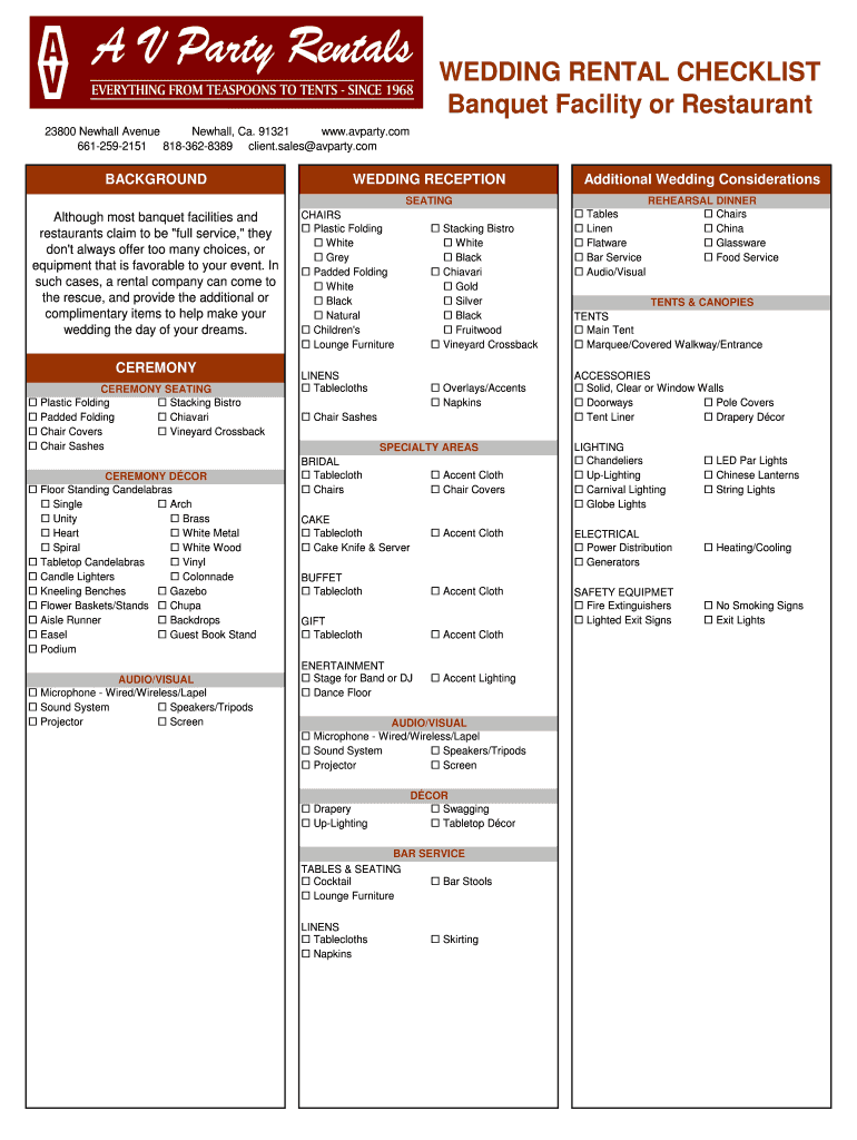 Banquet Checklist Pdf - Fill Online, Printable, Fillable, Blank | pdfFiller