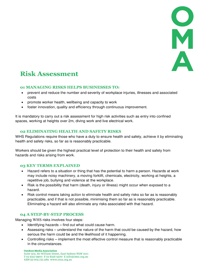 Fillable Online Risk assessment form. housing and construction safety ...