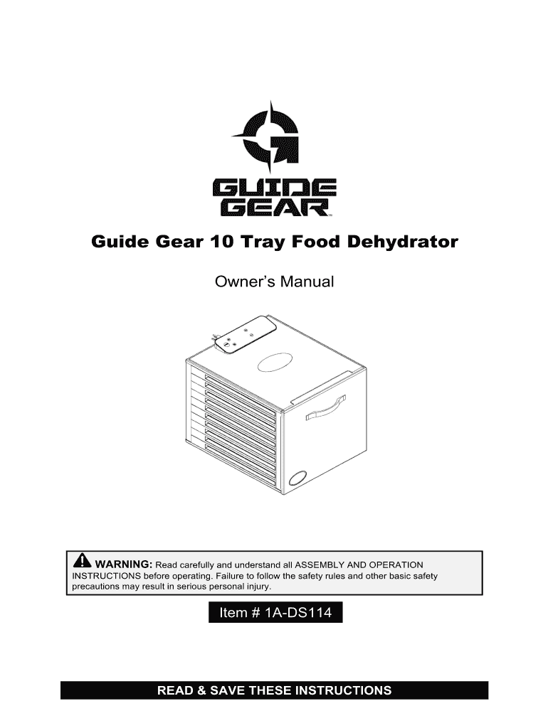 Fillable Online Guide Gear 5 Tray Food Dehydrator - Sportsman's Guide ...
